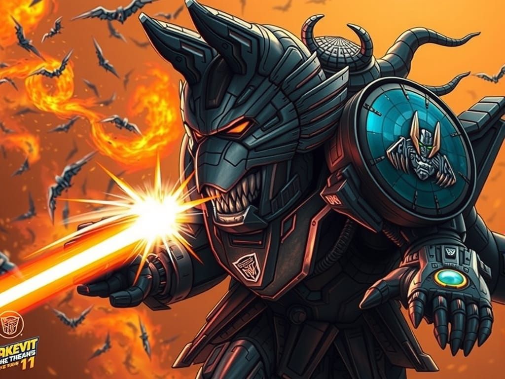 megatron - Cyberpunk Megatron Robot in Dark Neon Cityscape