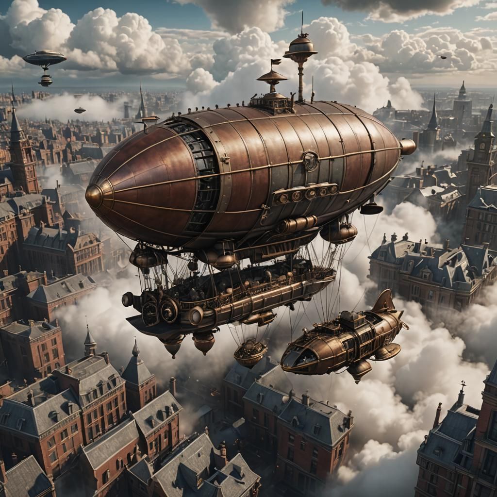 Steampunk Zeppelin - AI Generated Artwork - NightCafe Creator