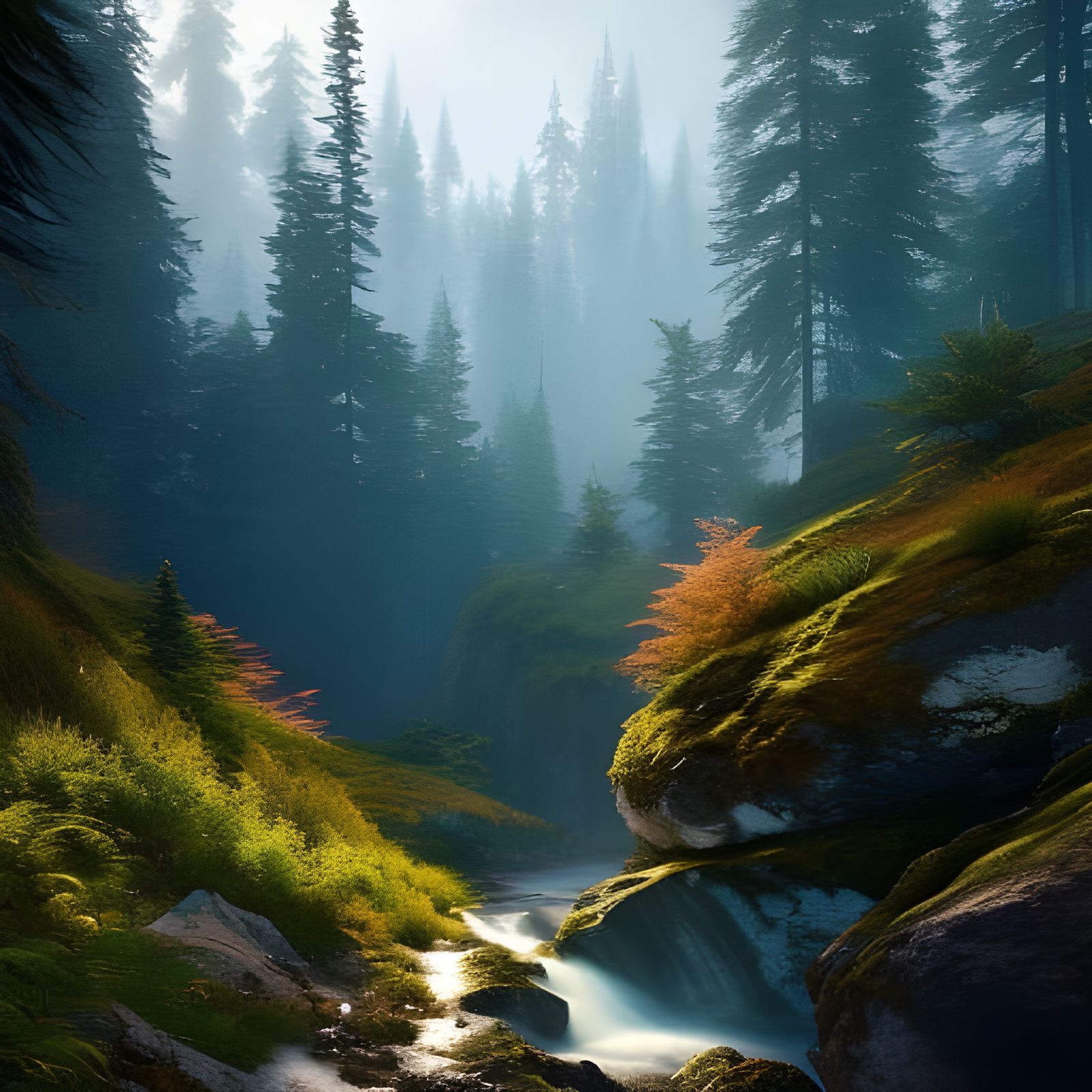 mountain forest walk, 8k resolution concept art by Greg Rutkowski ...