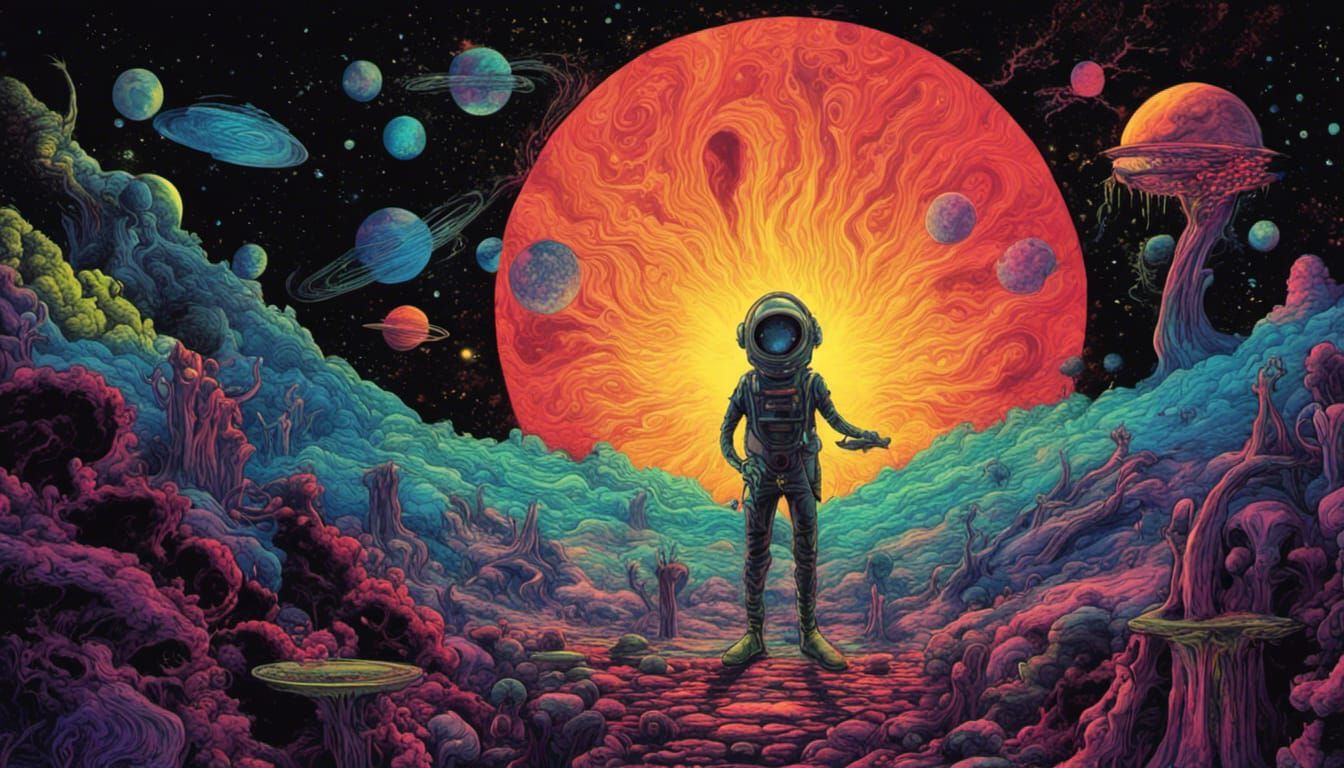 psychedelic alien psychedelic space psychedelic probe, blacklight ...