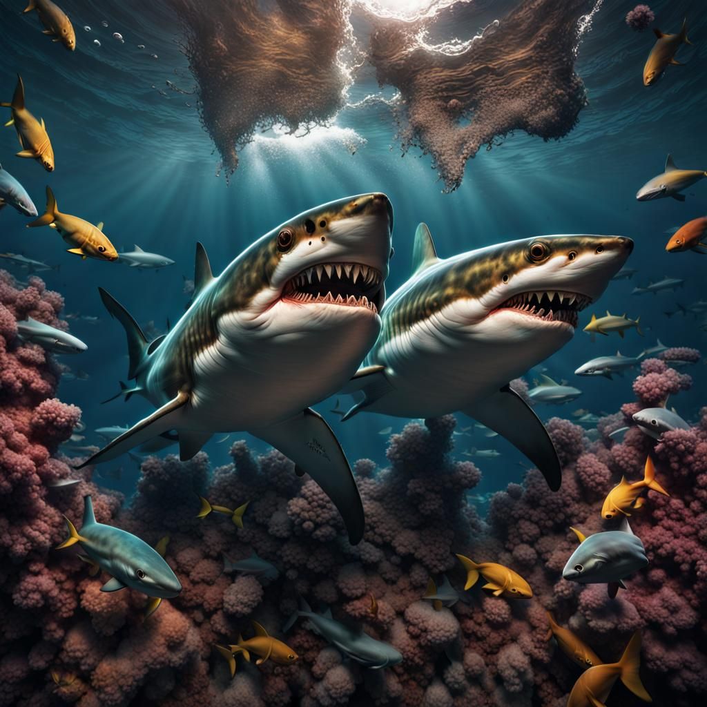 Two headed Shark intricate details, HDR, beautifully shot ...