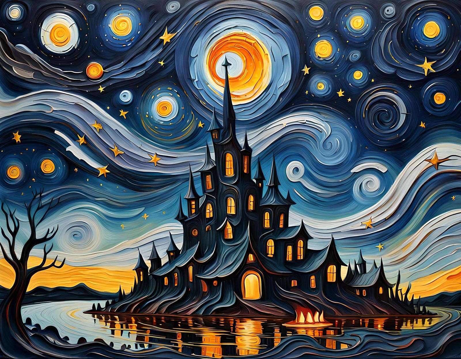 Ghosts Starry Night abstract expressionism - AI Generated Artwork ...