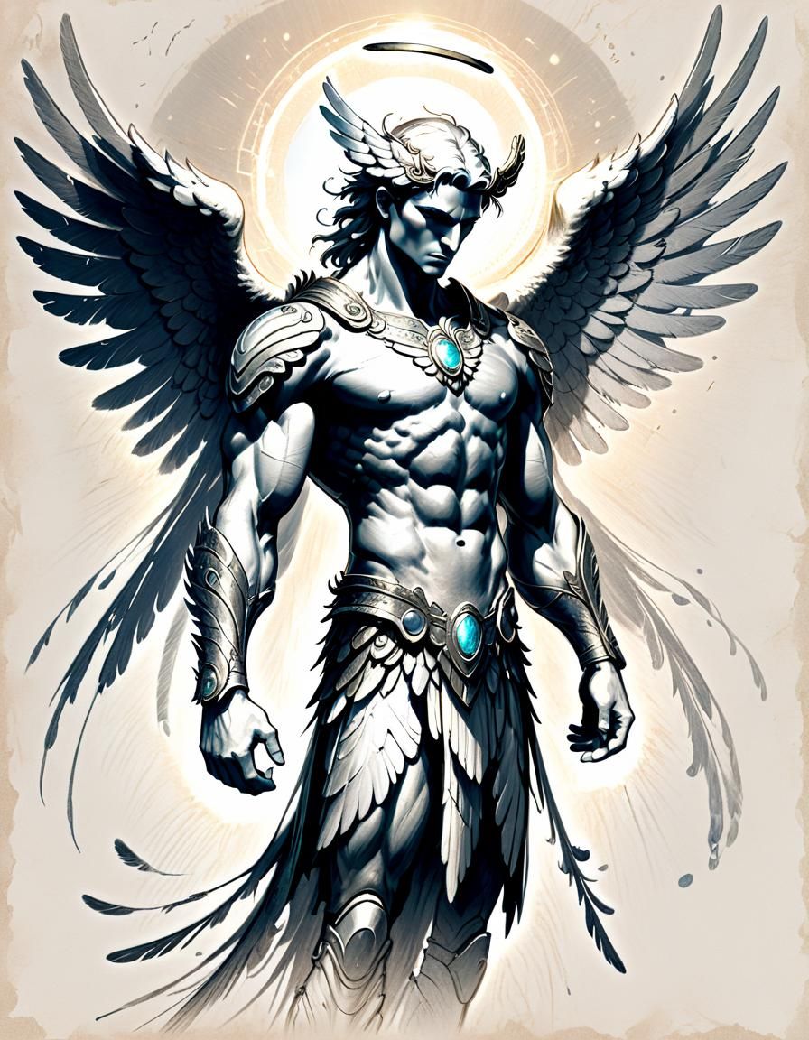 Pygar, an angel-like being with majestic, feathered wings. - AI ...