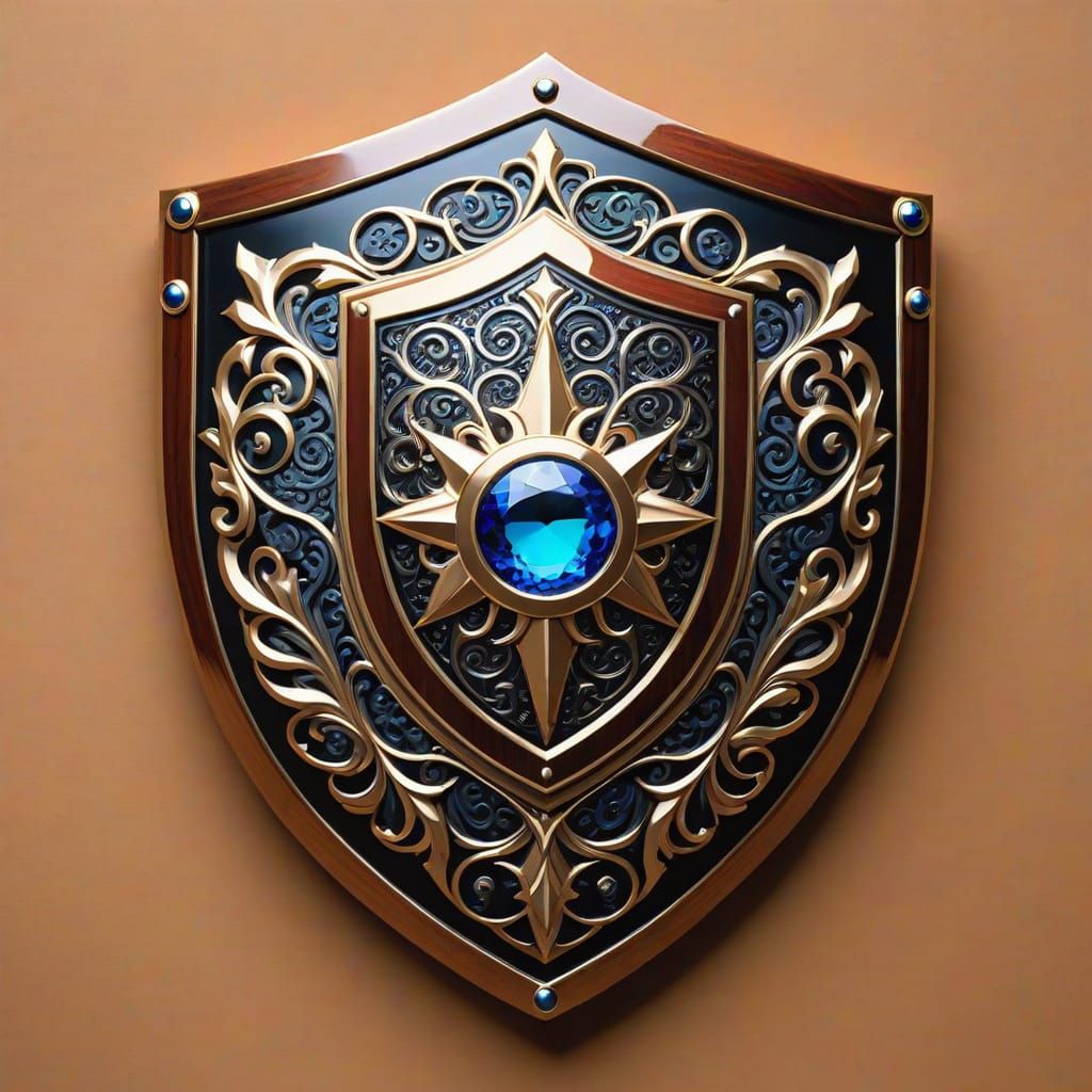 Luxurious Shield in Intricate Inlay Style - AI Art