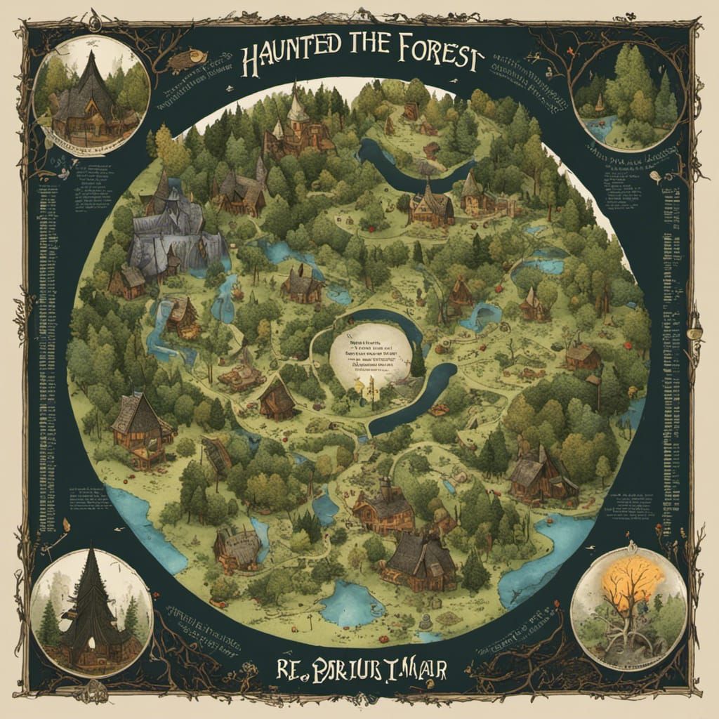 Map of The Haunted Forest 🌳 💀 - AI Generated Artwork - NightCafe Creator