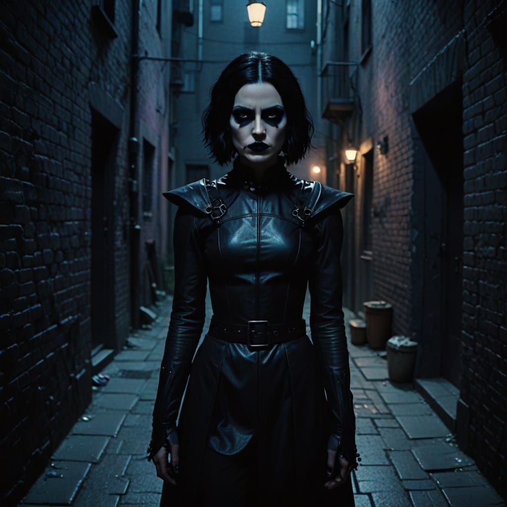 Gothic Russian Superhero in Dark Alleyway - AI Art