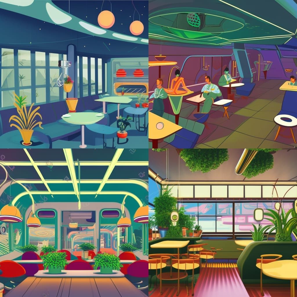 Retro Futuristic 1960s coffee shops - AI Generated Artwork - NightCafe ...