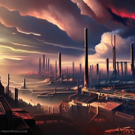 Industrial hellscape and city, high quality, highly detailed detailed ...