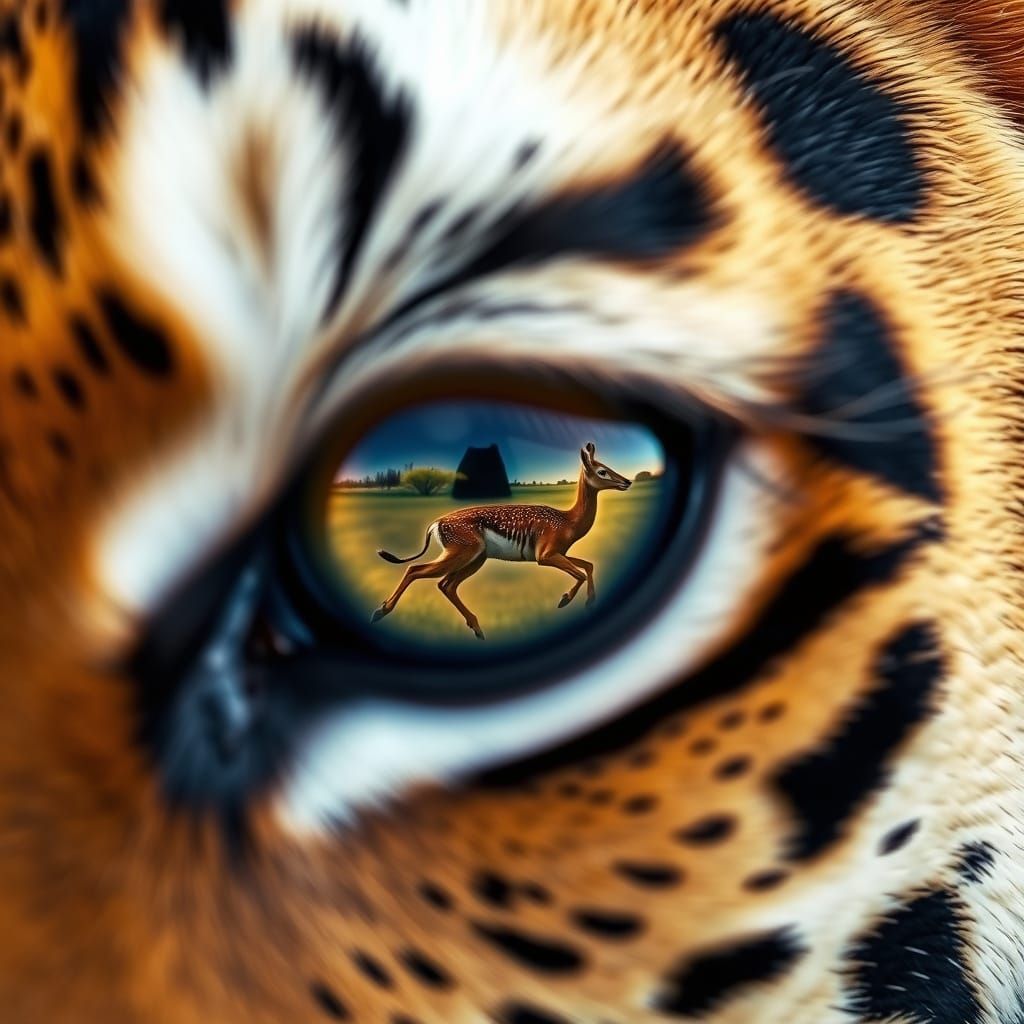 Tiger's Eye Reveals Running Impala in Vibrant Clos... - AI Art