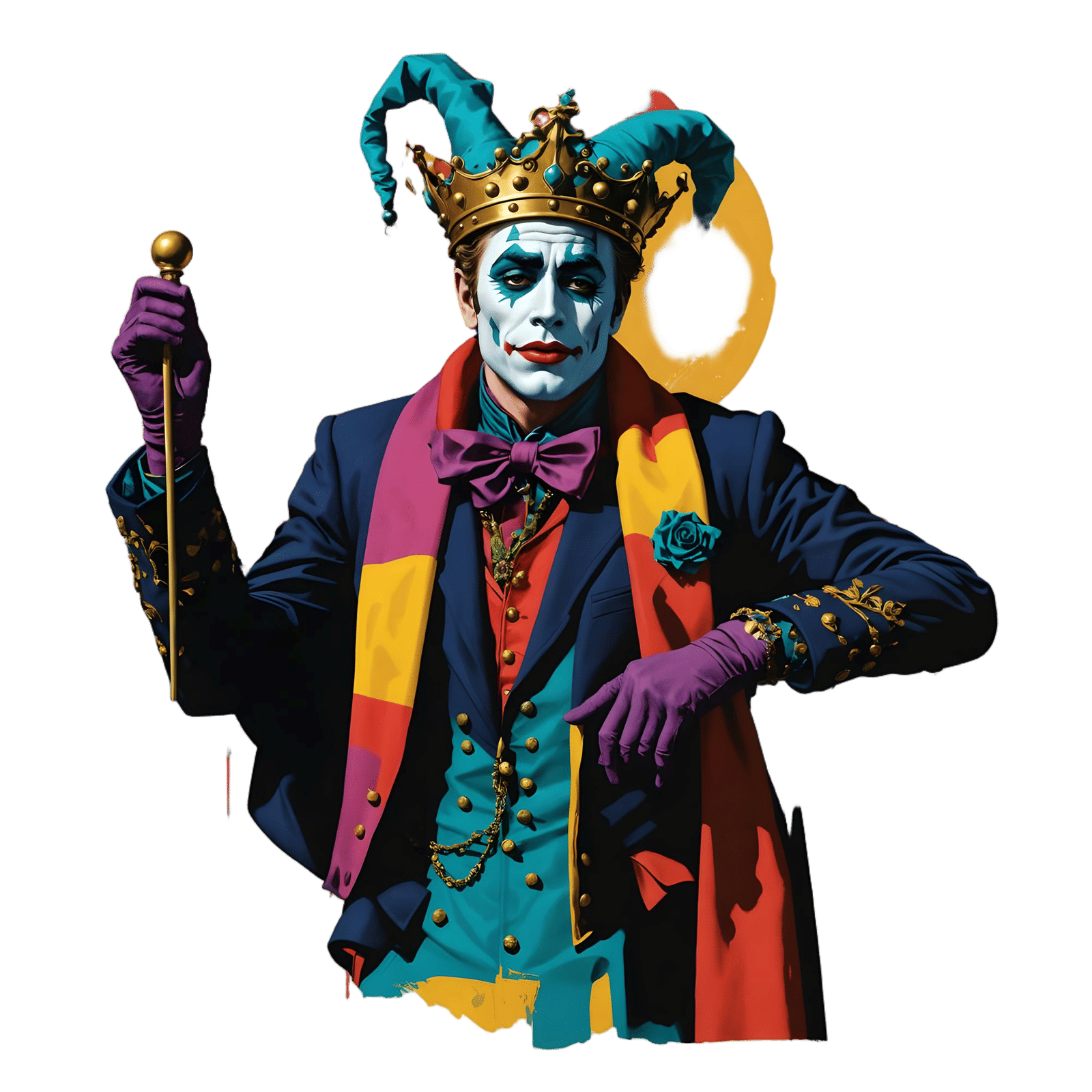 A Jester's Elegant Performance in a Familiar Coat - AI Art