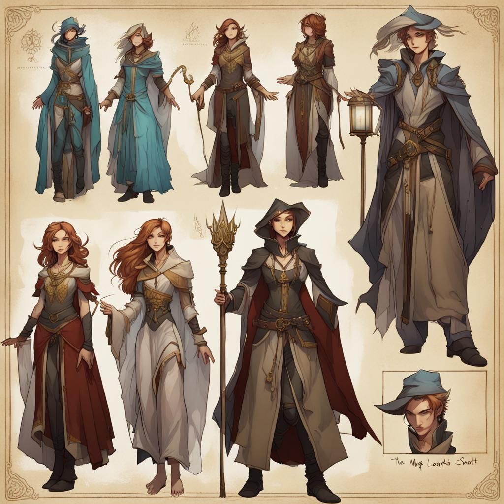 Mage in assorted outfits. - AI Generated Artwork - NightCafe Creator