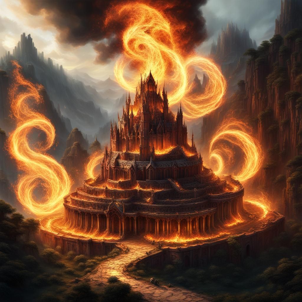 Burning castle - AI Generated Artwork - NightCafe Creator