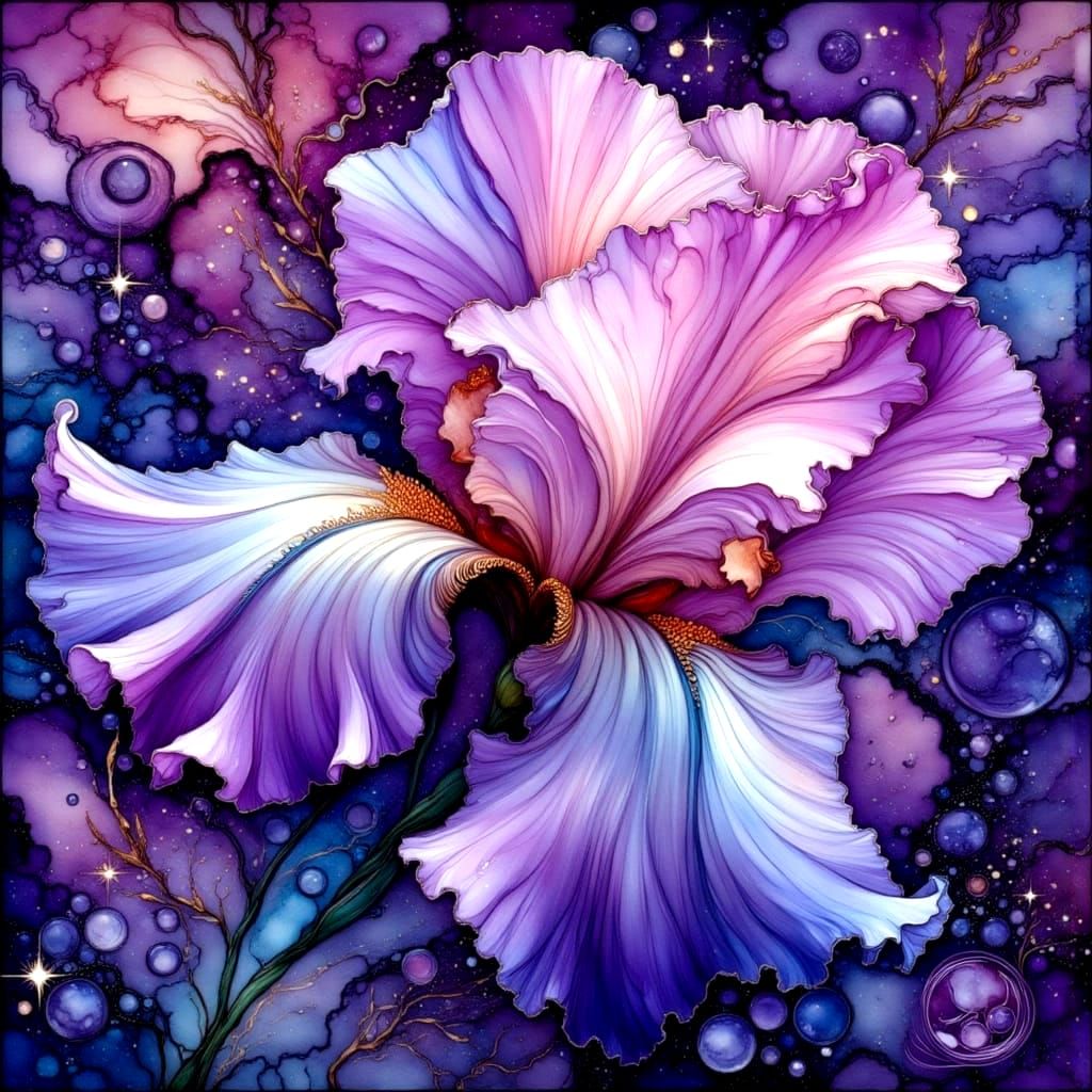 Iridescent Iris Blooms in Ethereal Light - AI Art