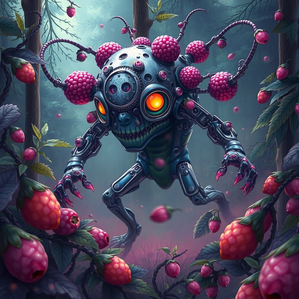 Metallic Berry Monster Foo - Cybernetic Berry Beast in a Bio...