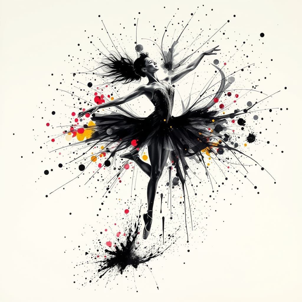 A Ballet Dancer - Ethereal Ballet Dancer in Ink Splatter Pai...