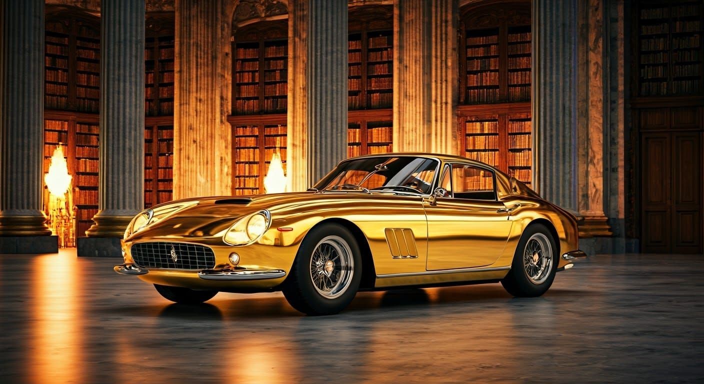 Golden Horse for Golden Boy - Golden Ferrari in Ancient Roma...