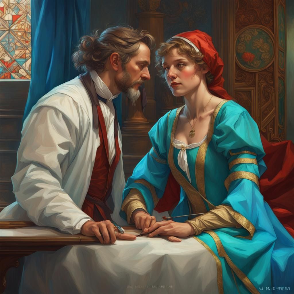 Renaissance doctor examining Patient - AI Generated Artwork - NightCafe Creator