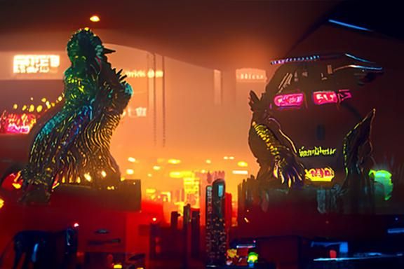 cyberpunk 2099 blade runner 2049 neon Godzilla - AI Generated Artwork ...