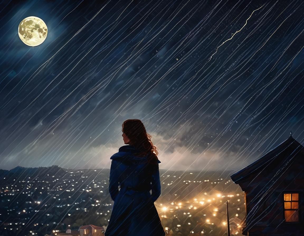 Moonlit portrait, Beautiful portrait of a lady in the night, bathed in ...