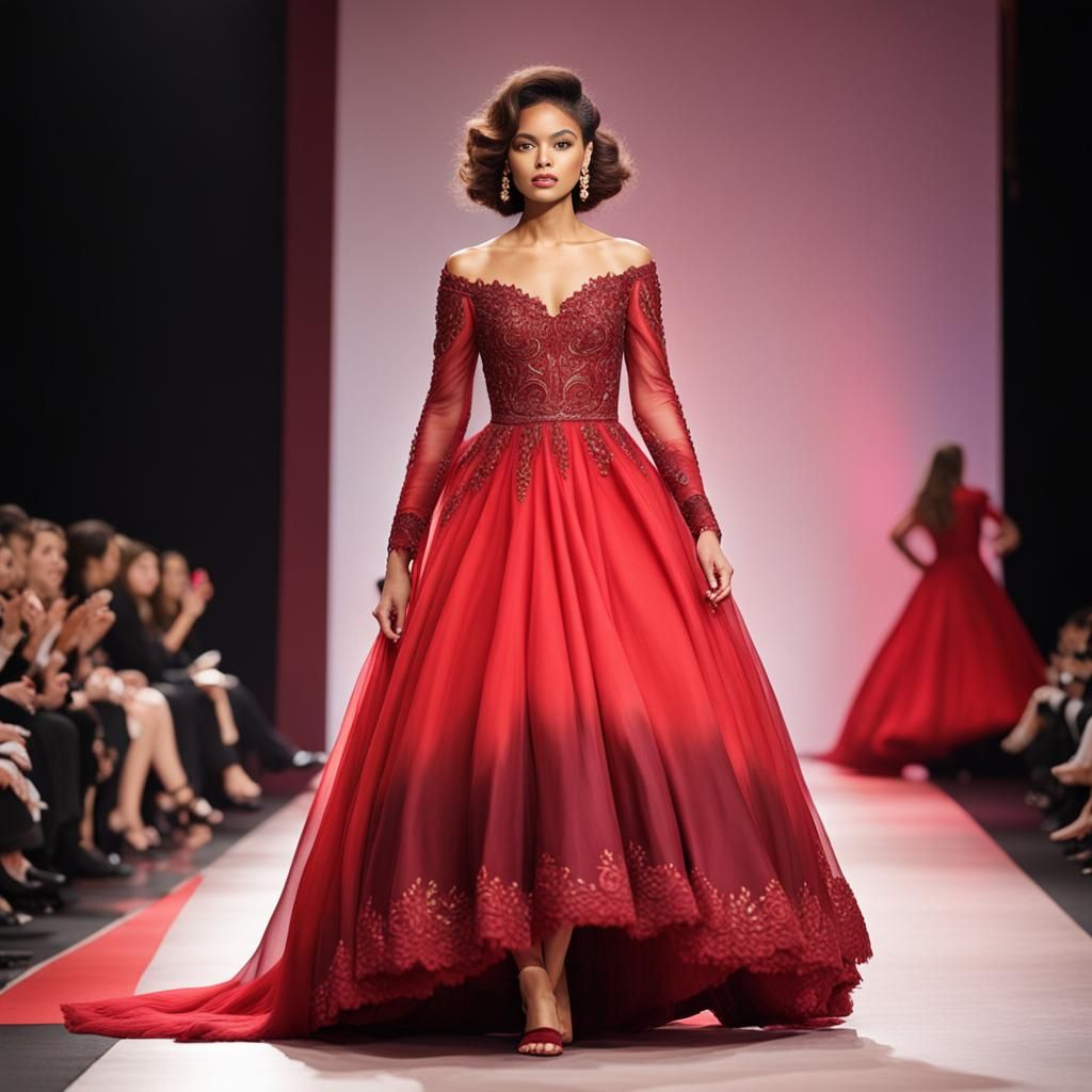 Shades Of Red Wide Evening Gowns Realistic & Simple. Redone. - AI Generated Artwork - NightCafe ...