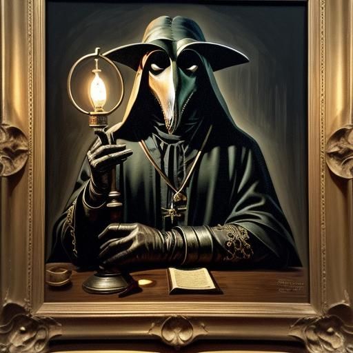Oil Painting of Medieval Doctor That Treated the Plague. - AI Generated ...