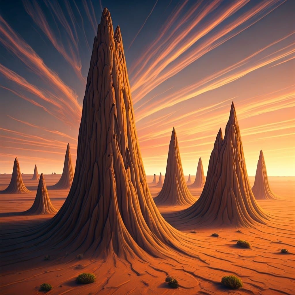 Termite hills - Surreal Desert Landscapes with Melting Termi...