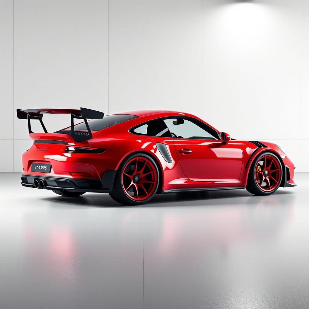 High-Performance Sports Car in Red Metallic Finish - AI Art