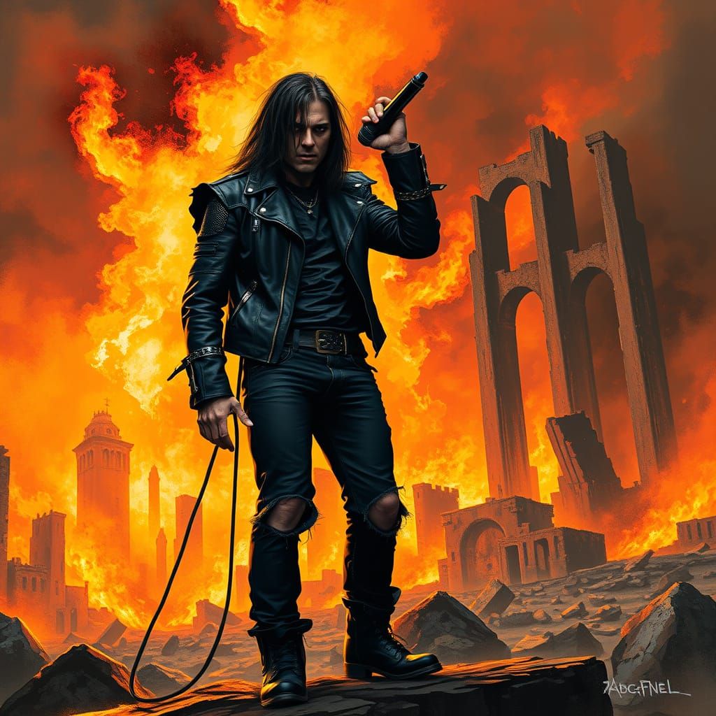 Heavy Metal Icon Ignites Inferno in Dark, Gothic C... - AI Art