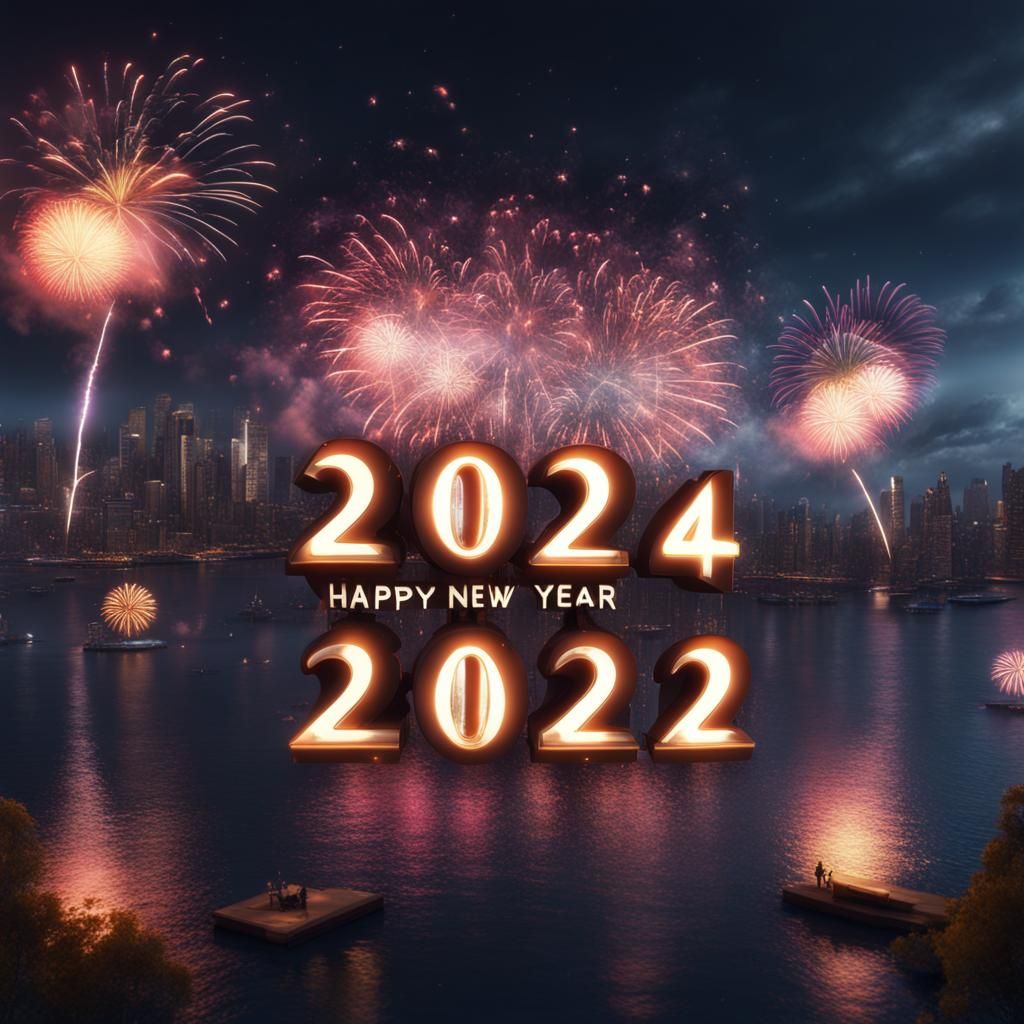 Happy new year 2024 fireworks - AI Generated Artwork - NightCafe Creator