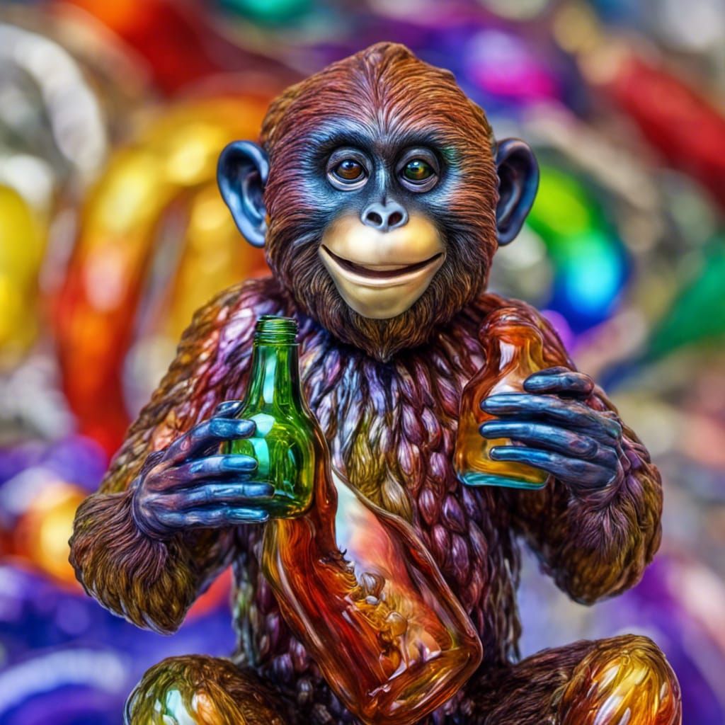 Smiling Stained Glass Monkey - AI Generated Artwork - NightCafe Creator
