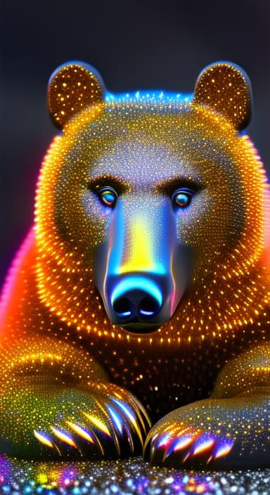 Sparkling obsidian Bear all reflecting a iridescent Opalescent dichroic ...