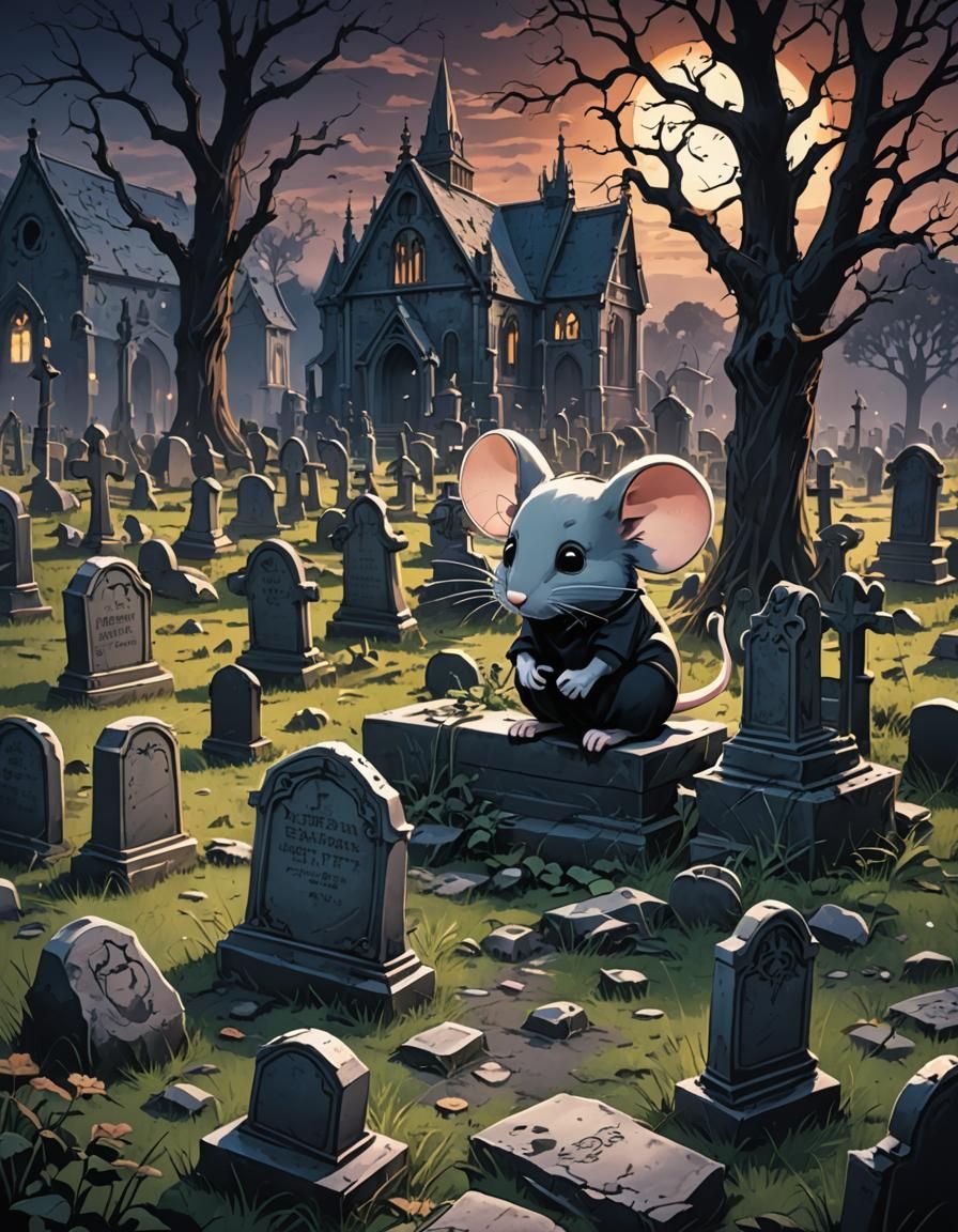 mouse spooky gothic graveyard - AI Generated Artwork - NightCafe Creator