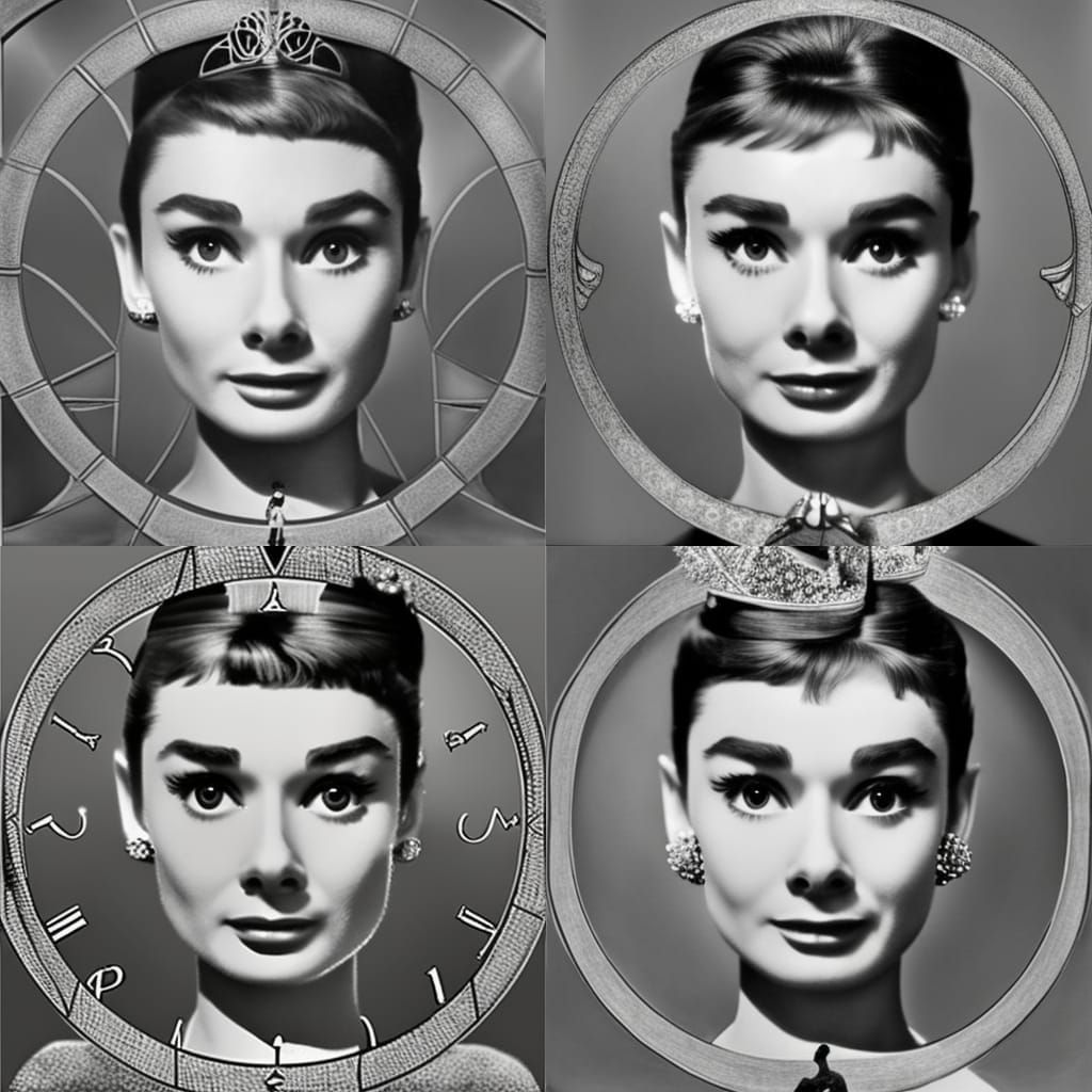 Audrey-Hepburn-as-personification-of-time-itself 時計の人 - AI Generated ...
