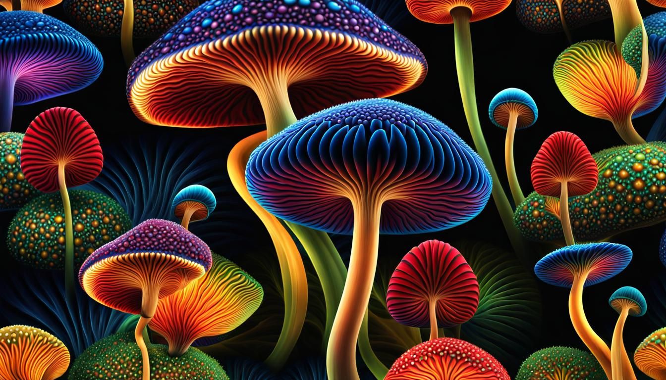 Glowing Shrooms - AI Generated Artwork - NightCafe Creator