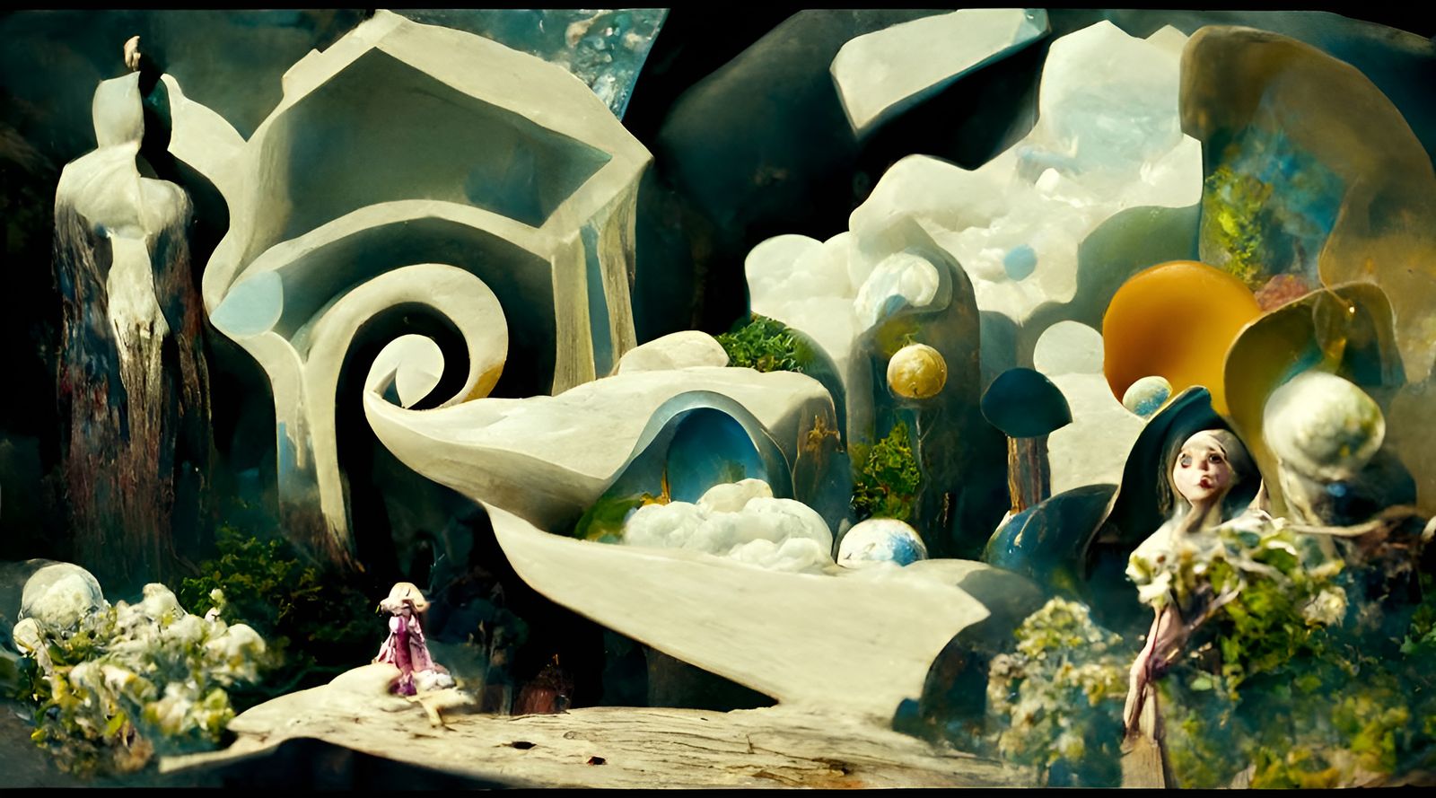 Creepy Wonderland; winding path - AI Generated Artwork - NightCafe Creator