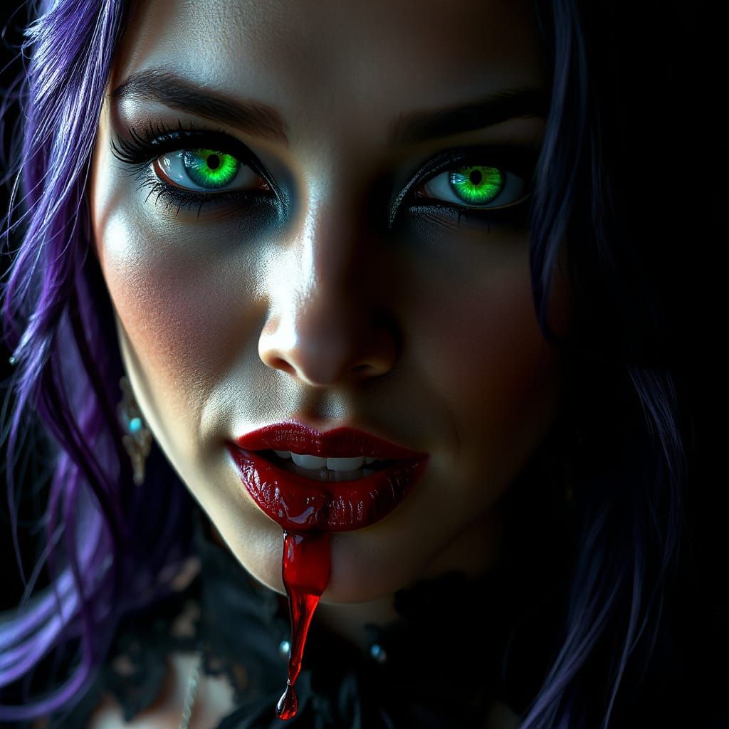 Gothic Vampire Goddess in Ethereal Contrast - AI Art