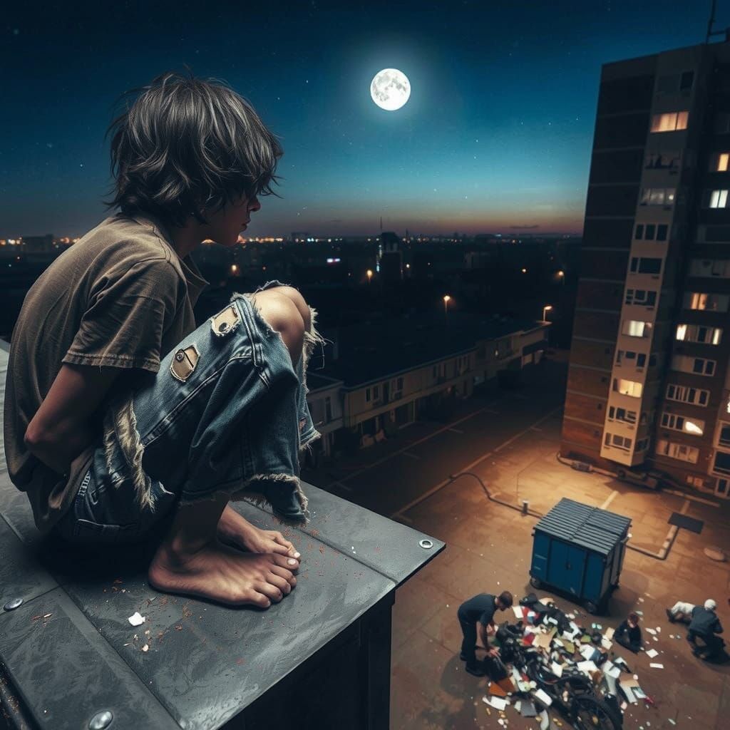 poor lad - Lonely Young Man in Tattered Clothing