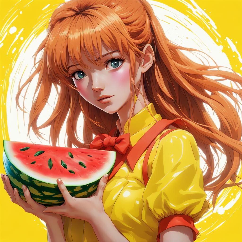 Asuka Langley Watermelon - AI Generated Artwork - NightCafe Creator