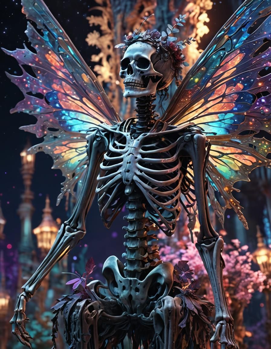 epic artwork of a fairy skeleton in a mystical dark fantasy world ...