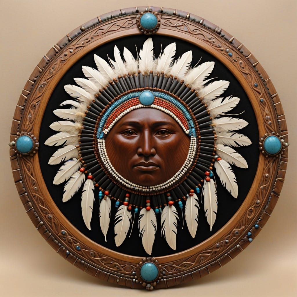Hyperrealistic Native American Shield in Intricate... - AI Art