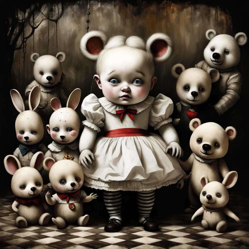 "Alice in Wonderland- Baby Alice with Tweedle DeeBear": photograph by ...