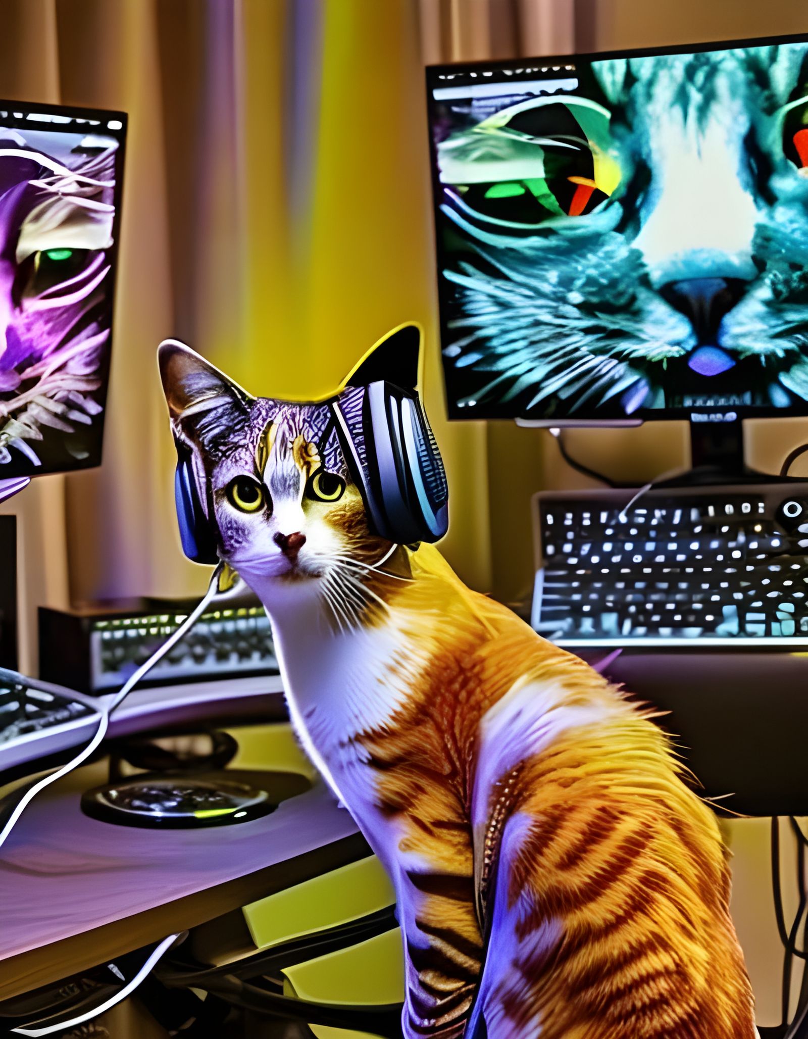 Cool cat editing Cat TV - AI Generated Artwork - NightCafe Creator