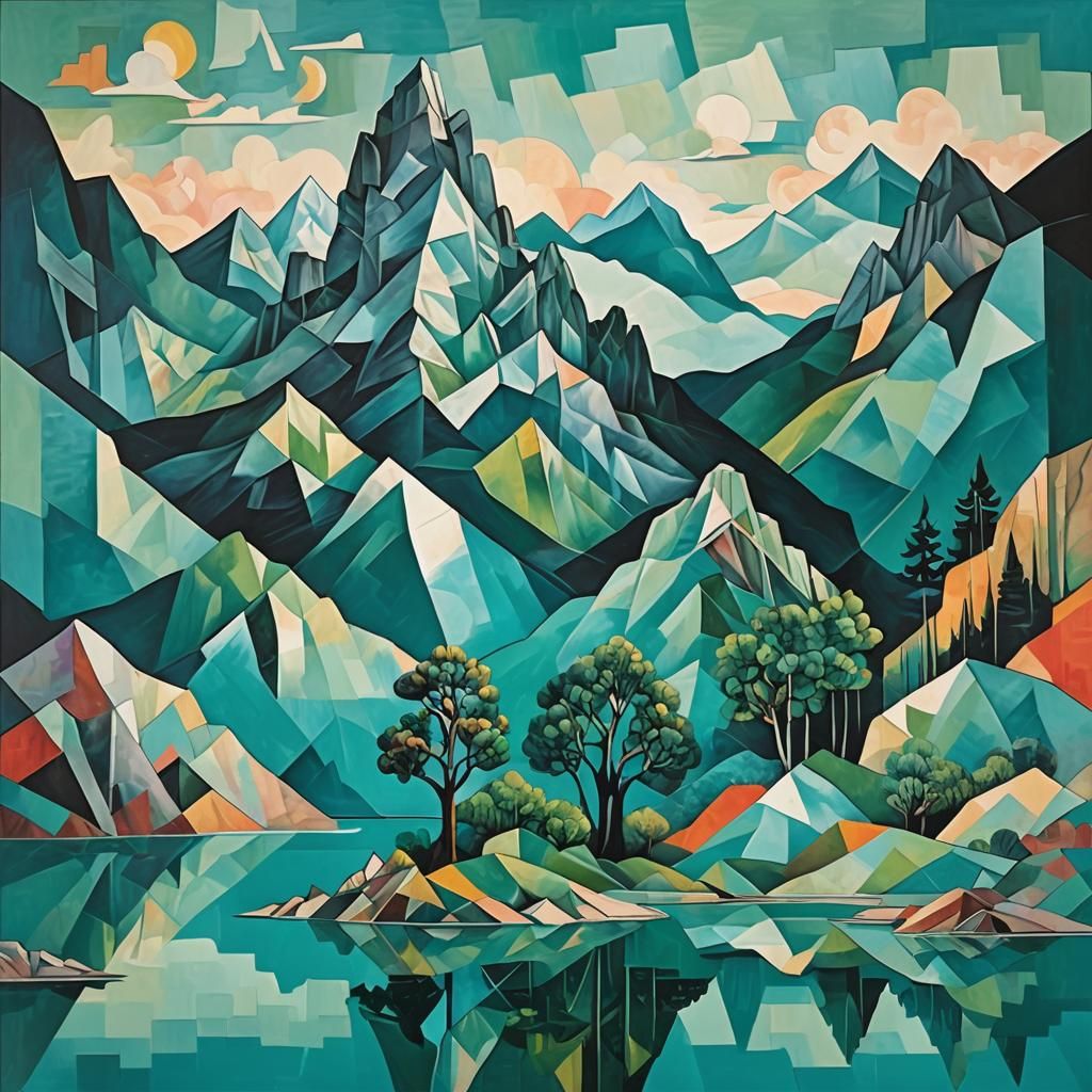 Stunning landscape cubism - AI Generated Artwork - NightCafe Creator
