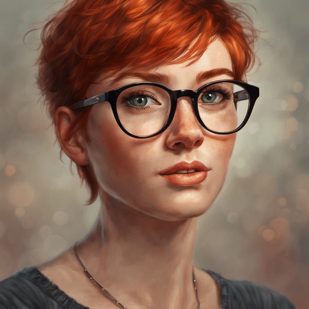 Nerdy Girl Head shot - AI Generated Artwork - NightCafe Creator