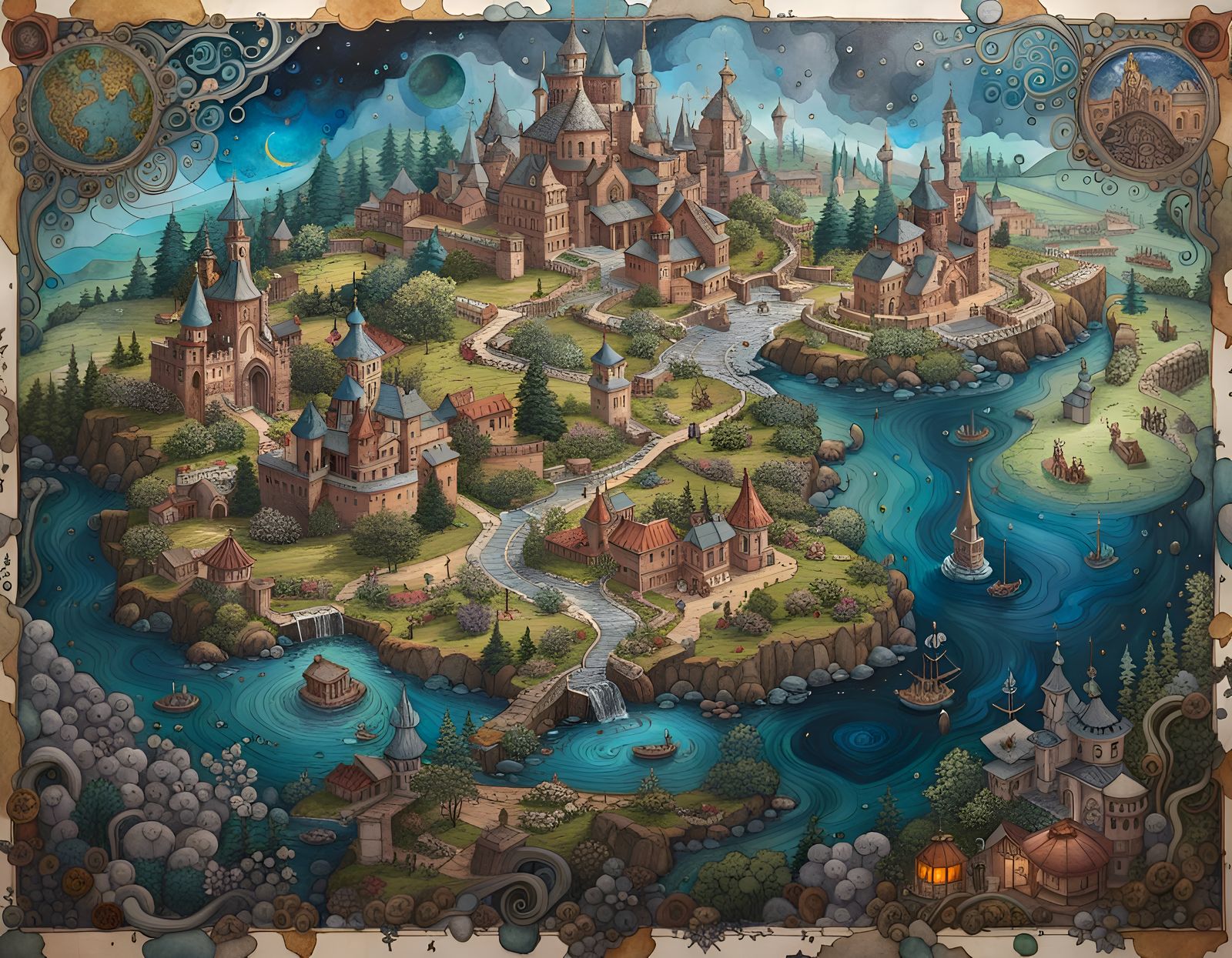 Secret Map of the Faerie Kingdom - AI Generated Artwork - NightCafe Creator