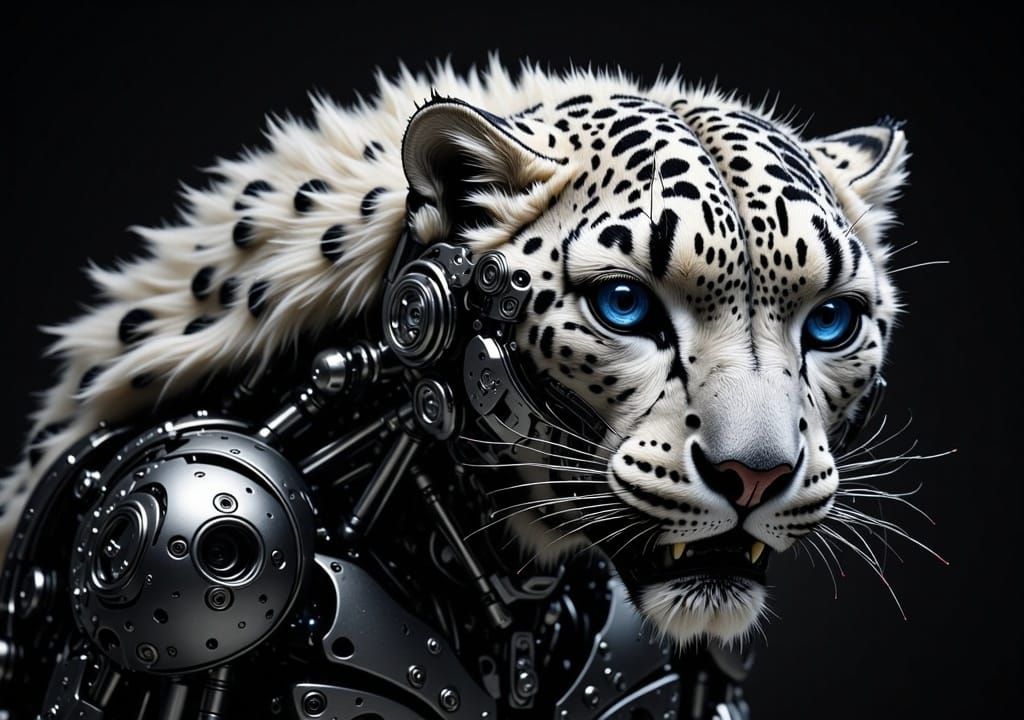 Snow leopard cyborg - AI Generated Artwork - NightCafe Creator