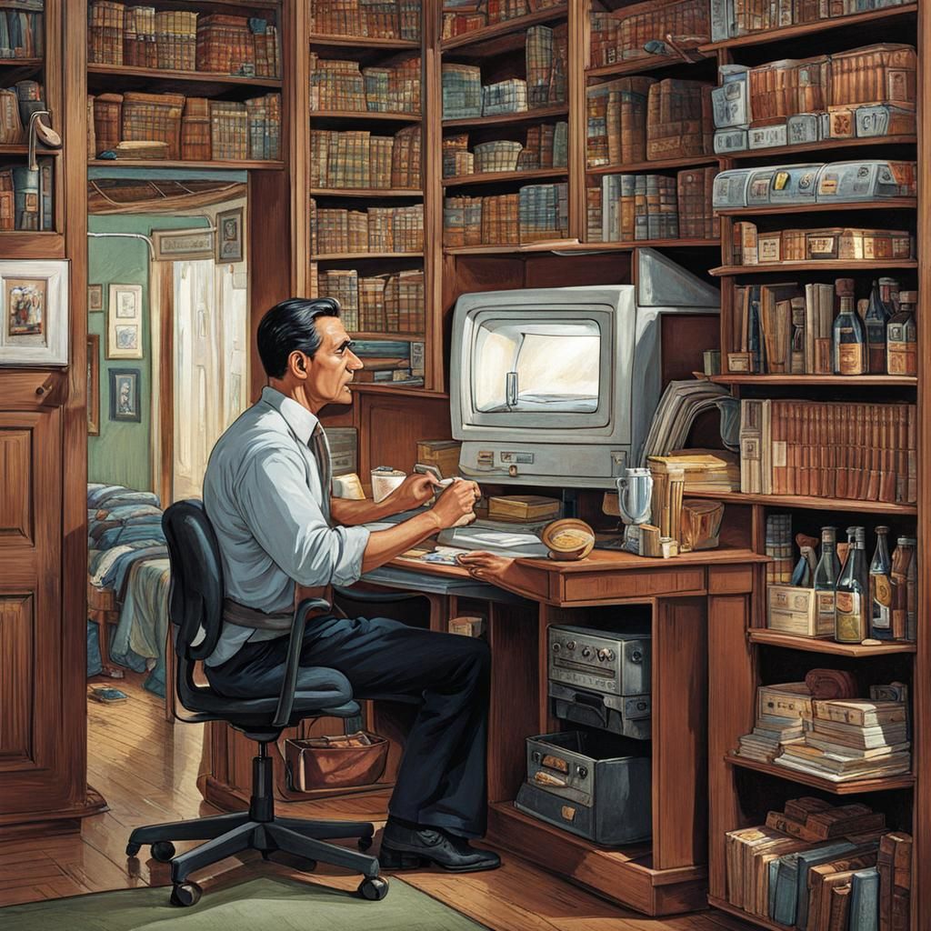 Everyday Man Doing Normal Activity - AI Art