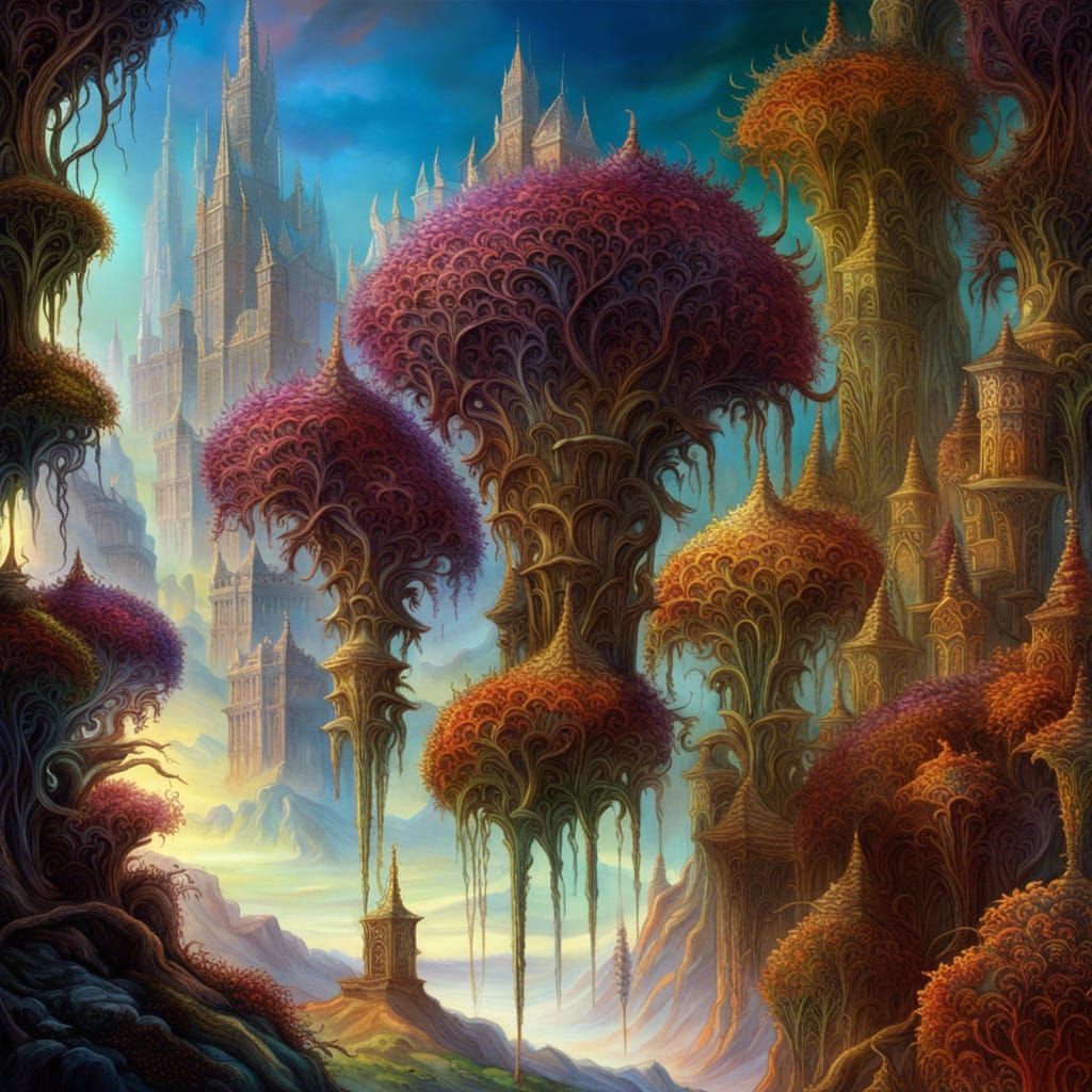 fantastical plant like formations in beautiful colours in a fantasy ...