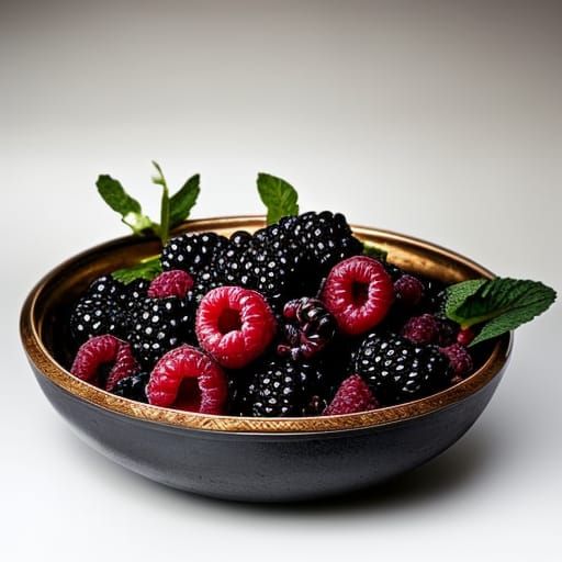 luscious, shiny, freshly washed blackberries and raspberries in an ...