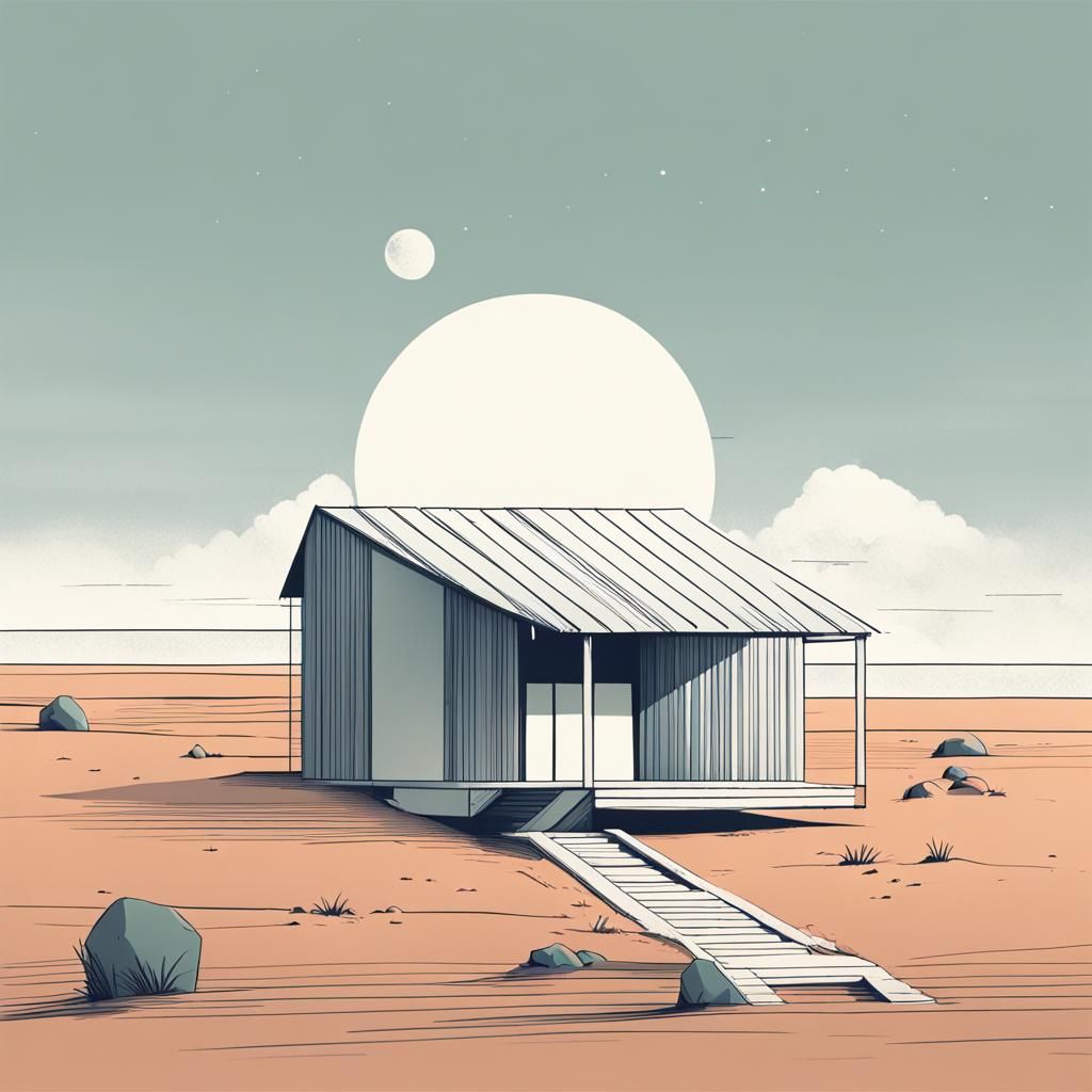 refuge architecture, simple, minimalistic, illustration art - AI ...